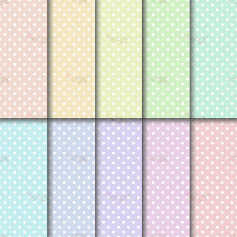30 Pastel Polka Dots Digital Paper Pack – Instant Download / Commercial ...