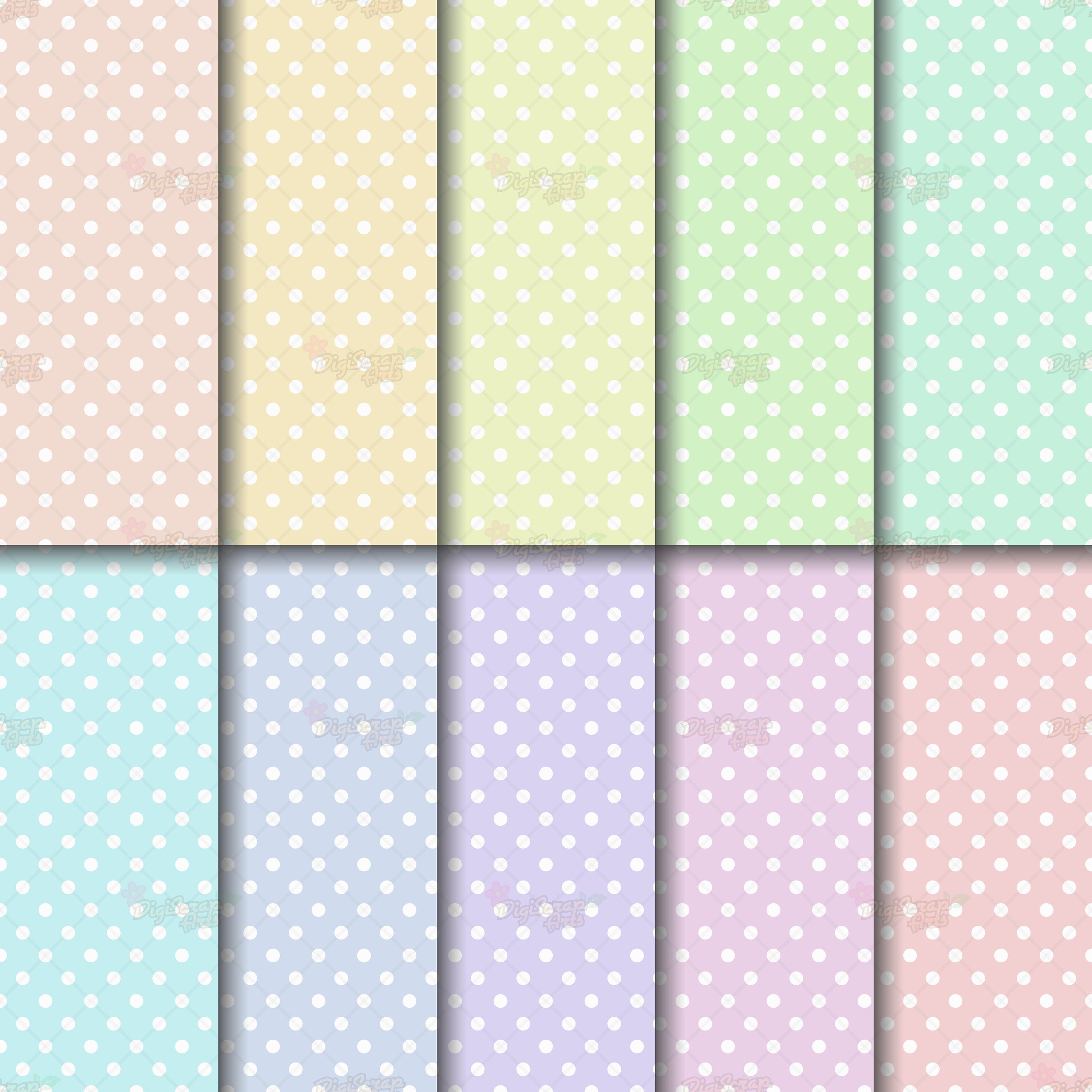 30 Pastel Polka Dots Digital Paper Pack – Instant Download / Commercial ...