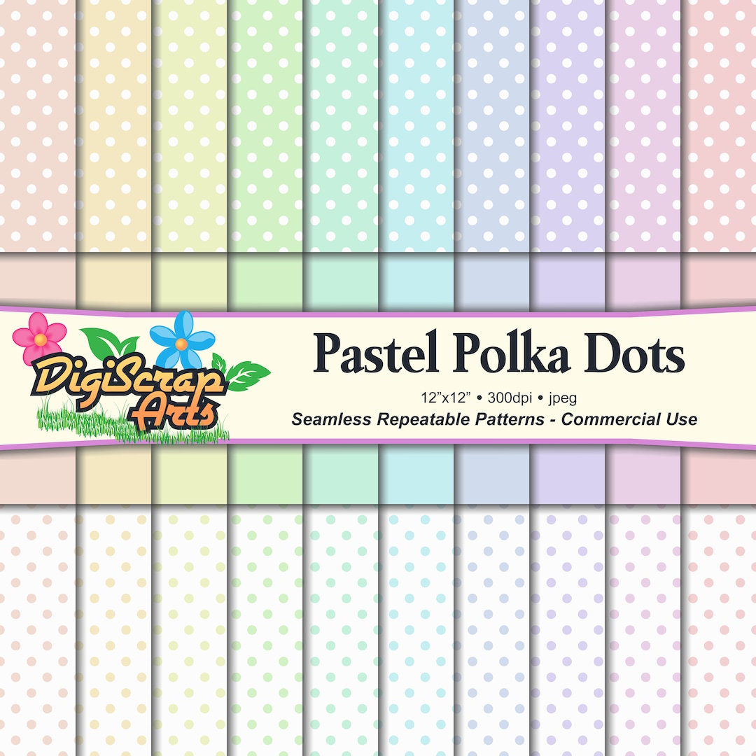30 Pastel Polka Dots Digital Paper Pack – Instant Download / Commercial ...
