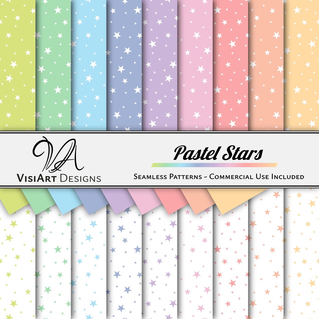 Pastel Stars Digital Paper | Seamless Stars Pattern | Printable ...