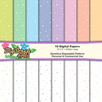 White Star Rainbow Confetti Digital Paper Bundle, Seamless Pattern ...