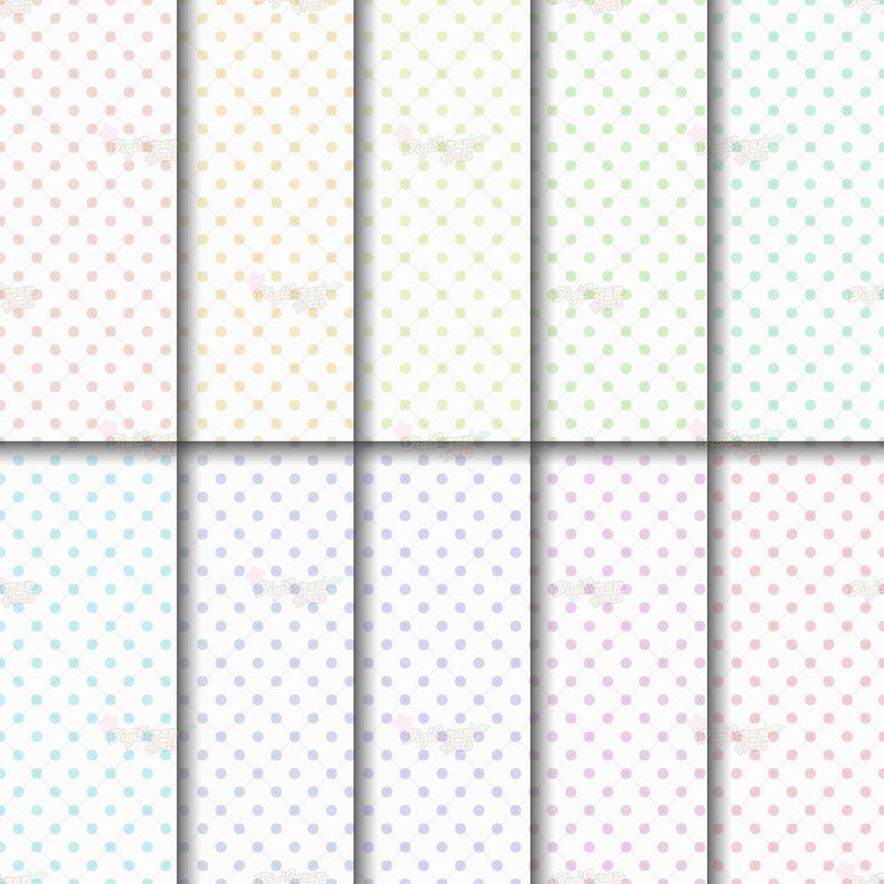 30 Pastel Polka Dots Digital Paper Pack – Instant Download / Commercial ...