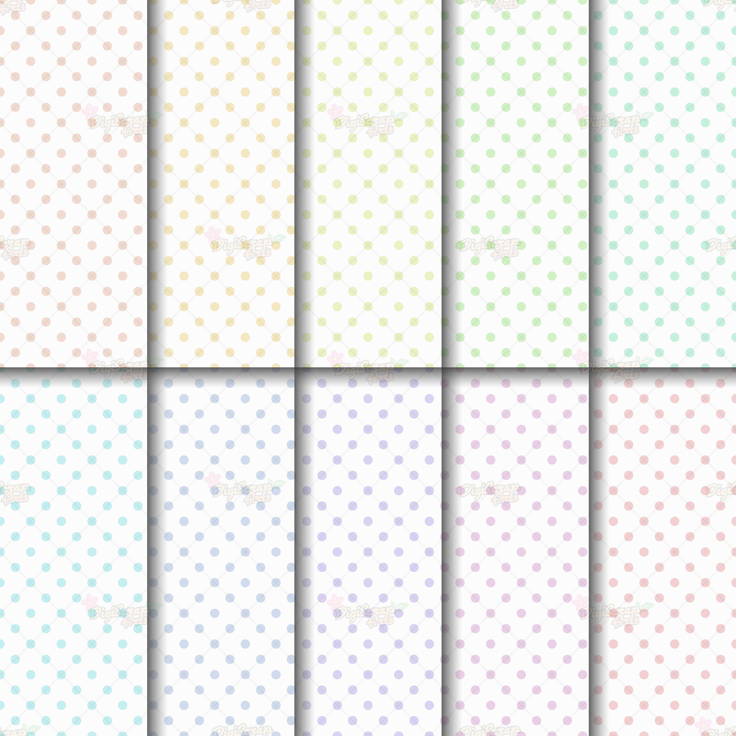 30 Pastel Polka Dots Digital Paper Pack – Instant Download / Commercial ...