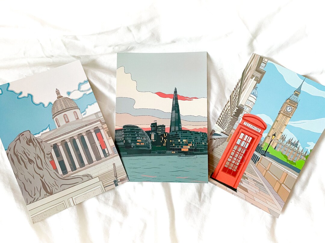 London Print Set, London Prints, London Art, Big Ben, Shard, National ...