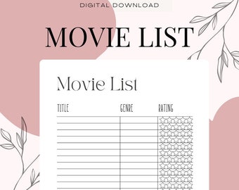 Editable Movies to Watch List Printable Movies Tracker Series to Watch ...