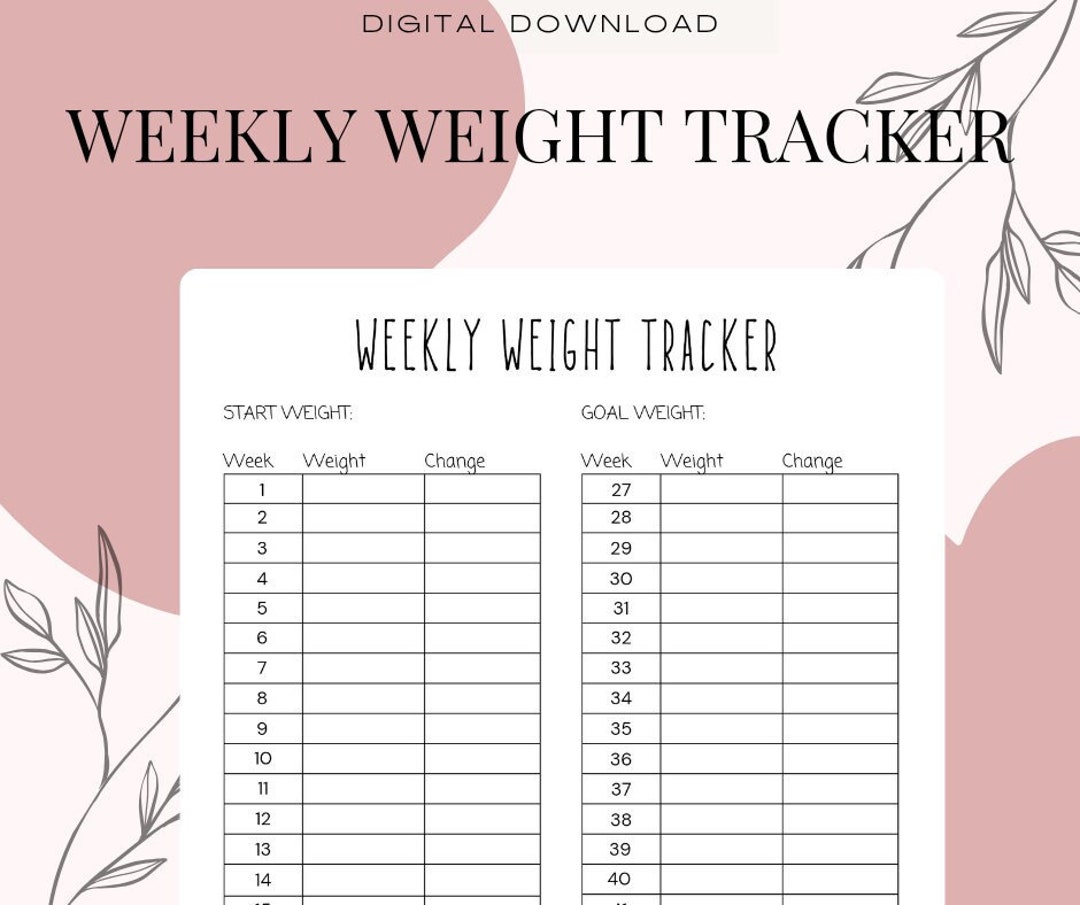 Weekly Weight Tracker - Etsy