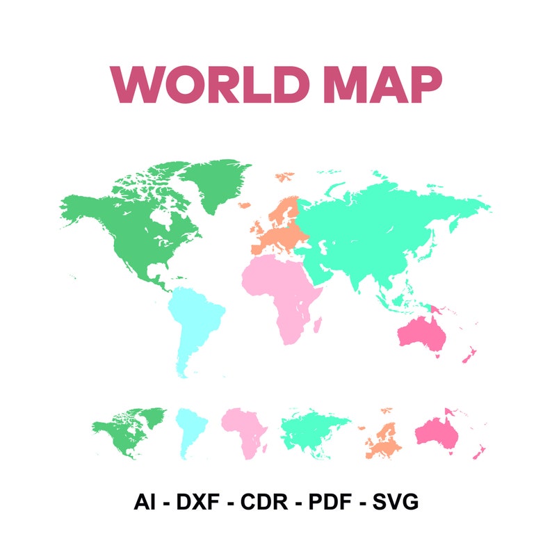 Continents Drawing File, Digital Download, SVG, World Map - Etsy