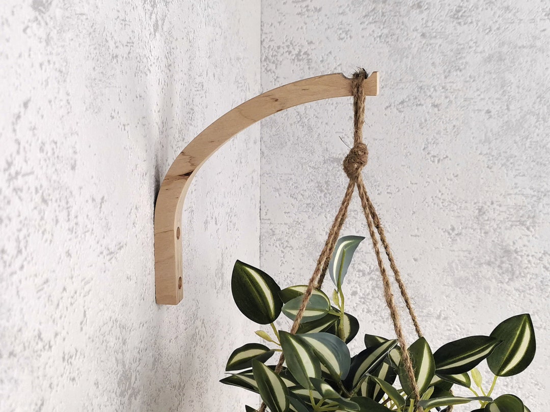 Modern Plant Hook. Wood Wall Plant Hook. Wooden Hook for Hanging Plants ...