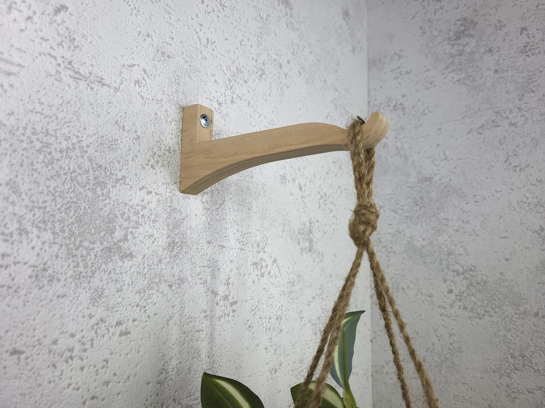 Indoor Plant Hanger 10 Inch. Wood Wall Hooks. Plant Holder. Wood Plant ...