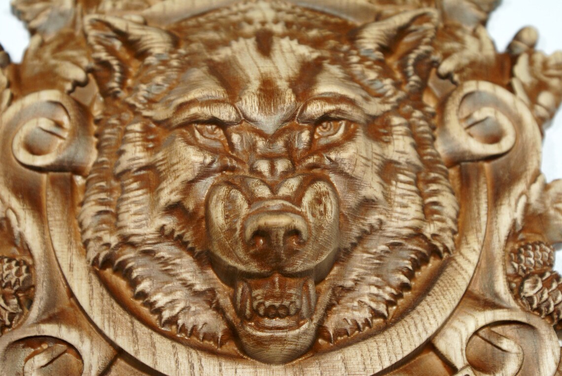 Artistic Wolf Wood Carving Viking Wood Carvings Wooden Wolf - Etsy