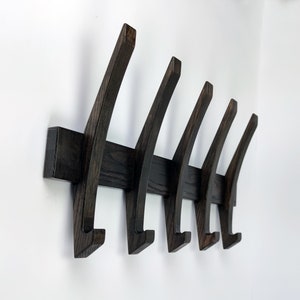 Black Wood Coat Rack: Modern Wall Mounted Coat Hanger - Etsy