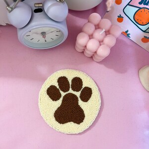 Paw Print Coaster Tufted Coaster Home Decor Coaster Gift - Etsy