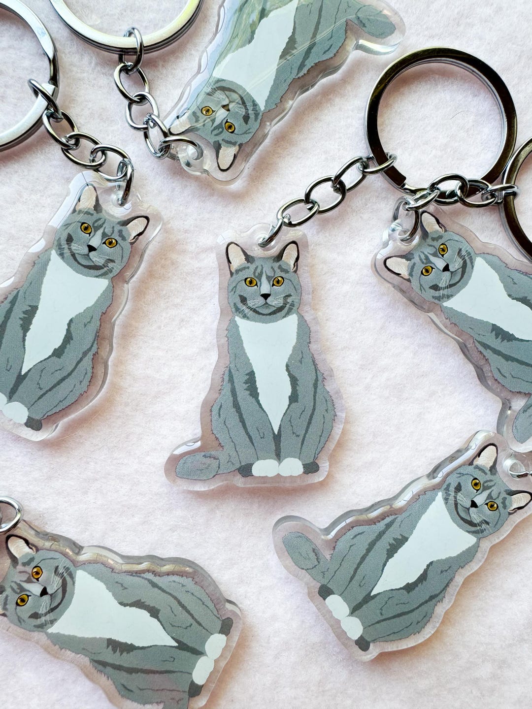 Gray Tuxedo Cat Keychain, Acrylic Keychain, Cat Keychain, Original ...