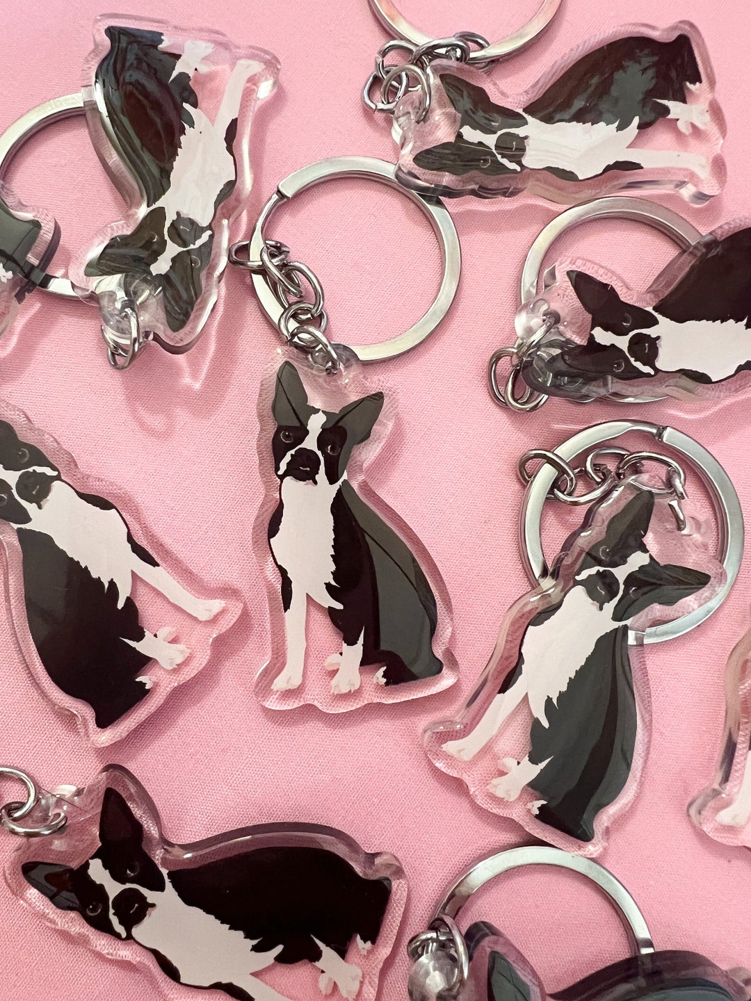 Boston Terrier Keychain Acrylic Keychain Dog Keychain - Etsy