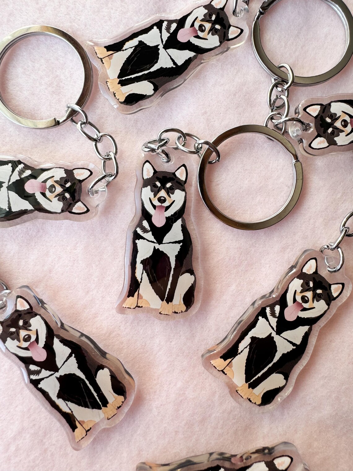 Black and Tan Shiba Inu Keychain, Akita Keychain, Acrylic Keychain, Dog ...