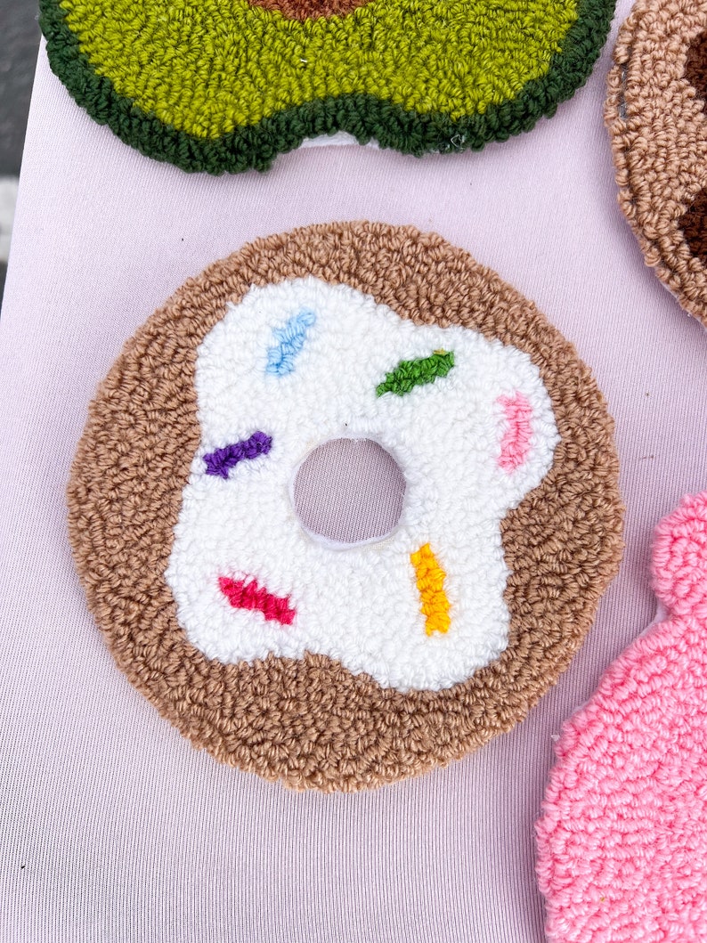 Donut Coaster, Tufted Coaster, Hand-tufted Coaster, Home Decor, Coaster ...
