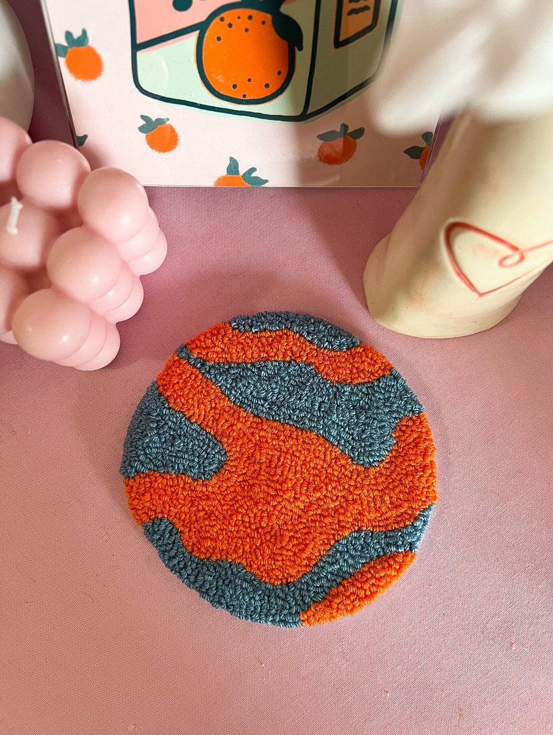 Funky Coaster, Tufted Coaster, Home Decor, Coaster, Gift Idea, Mug Rug ...