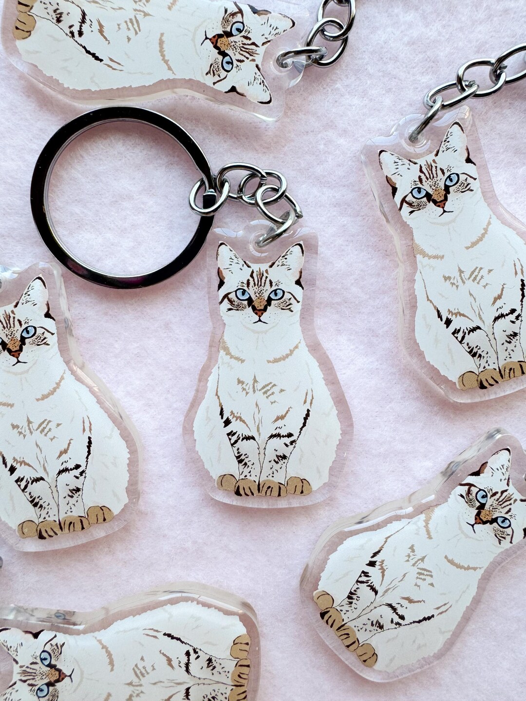 Lynx Point Siamese Keychain, Acrylic Keychain, Cat Keychain, Original ...