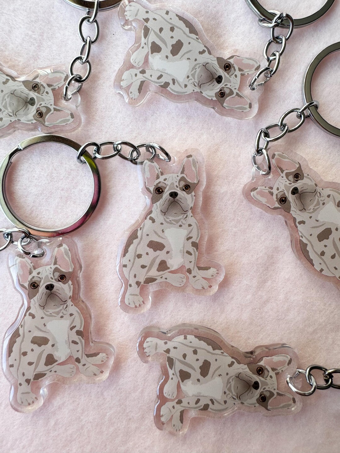 Merle Frenchie Keychain, Acrylic Keychain, French Bulldog Keychain, Dog ...