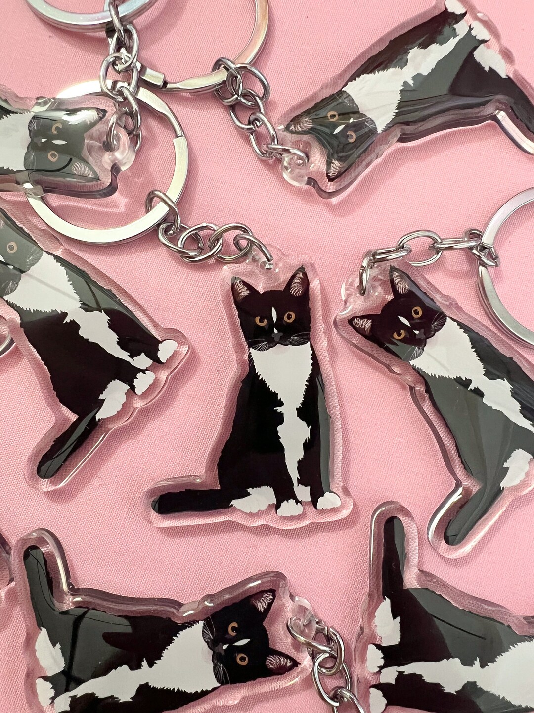 Tuxedo Cat Keychain, Acrylic Keychain, Cat Keychain, Original Artwork ...