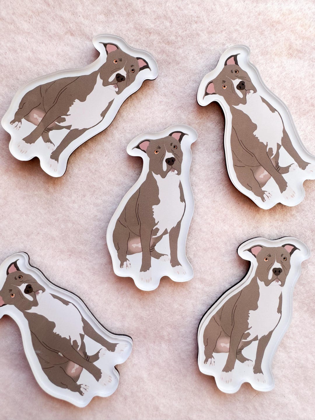 Gray Pit Bull Magnet, Original Artwork Magnet - Etsy