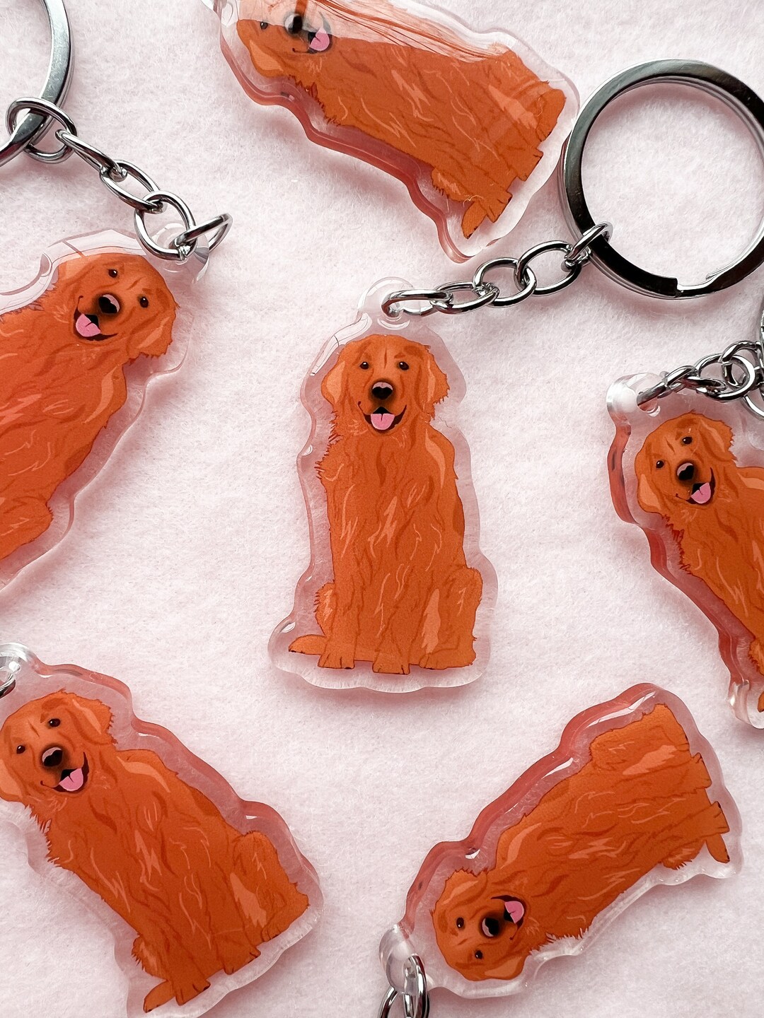 Red Golden Retriever, Copper Golden Retriever Keychain, Acrylic ...