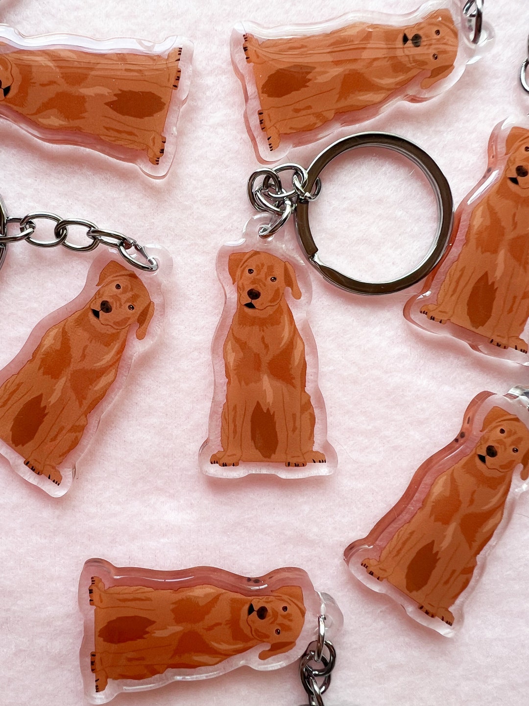 Red Fox Lab Keychain, Labrador Retriever Keychain, Acrylic Keychain ...