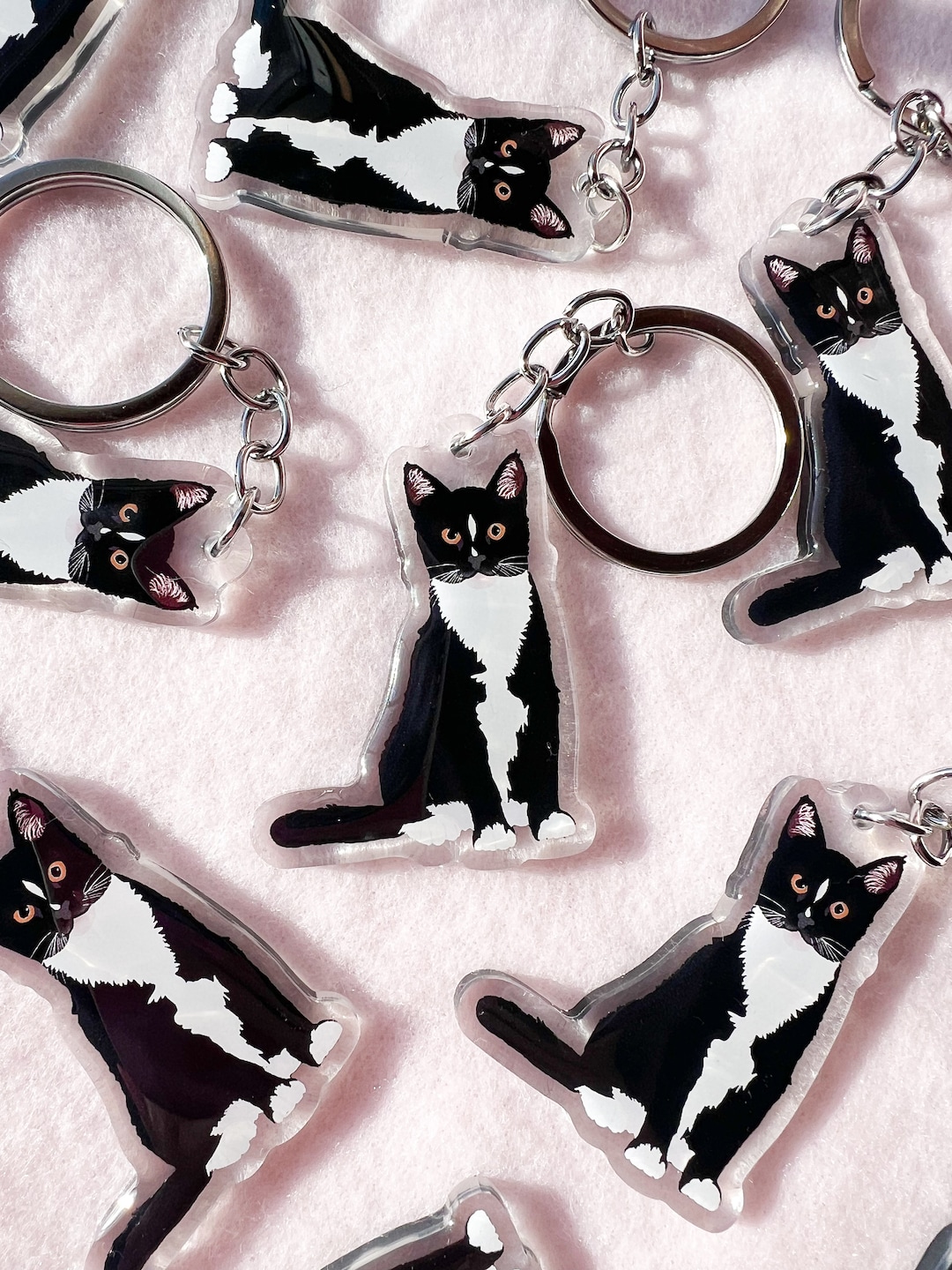 Tuxedo Cat Keychain, Acrylic Keychain, Cat Keychain, Original Artwork ...