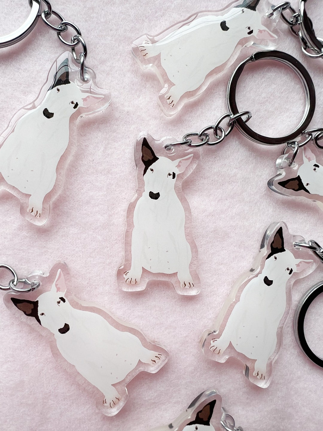 Bull Terrier Keychain, Acrylic Keychain, Dog Keychain, Original Artwork ...