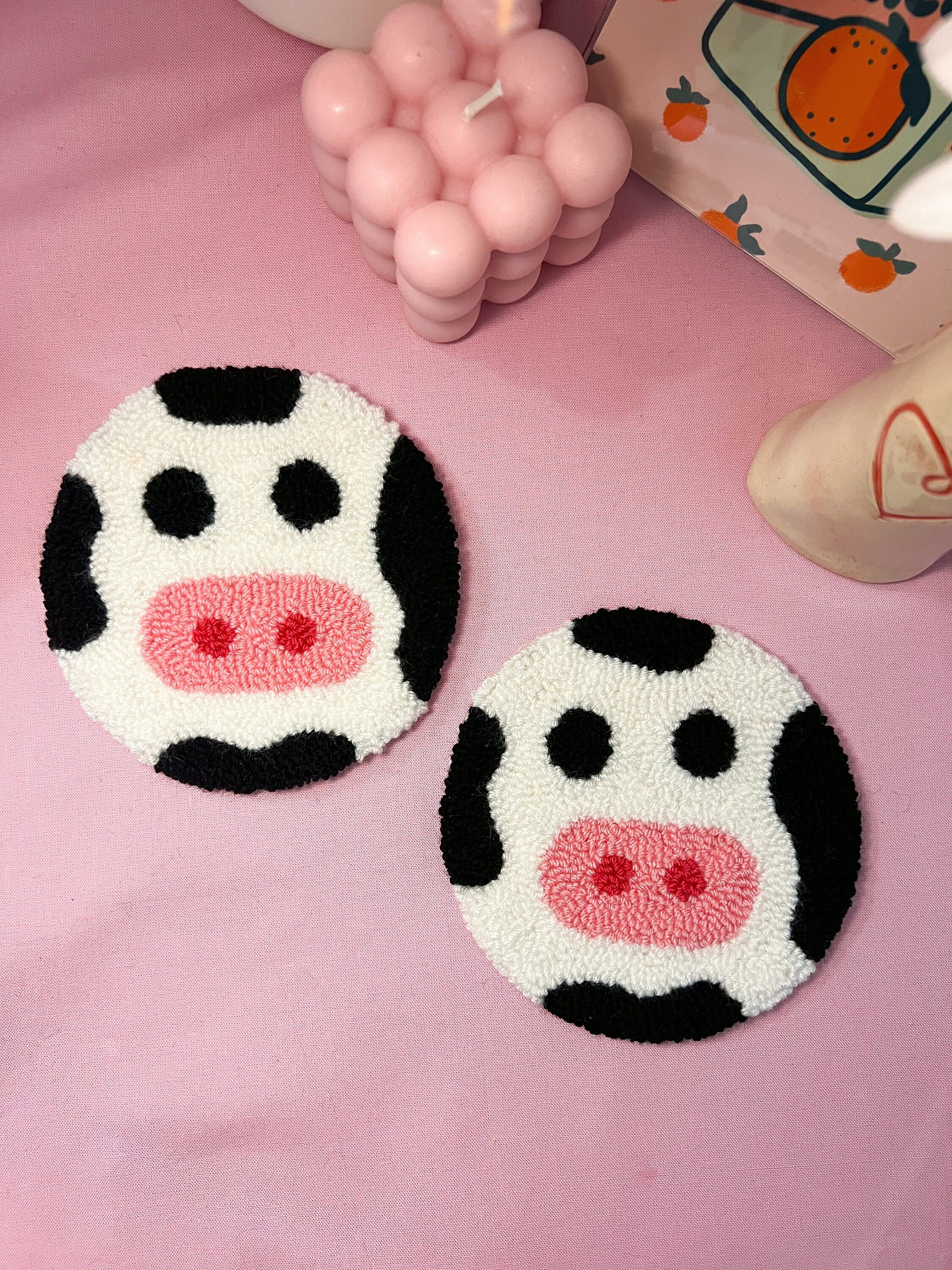 Cow Coaster, Cow Tufted Coaster, Tufted Coaster, Gift Ideas, Coaster ...