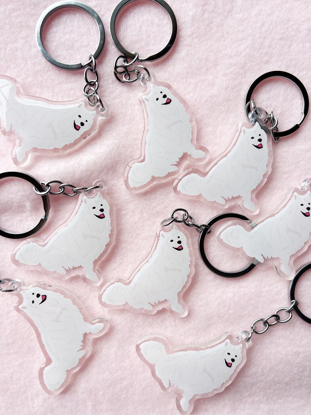 Samoyed Keychain, Acrylic Keychain, Dog Keychain, Original Artwork ...