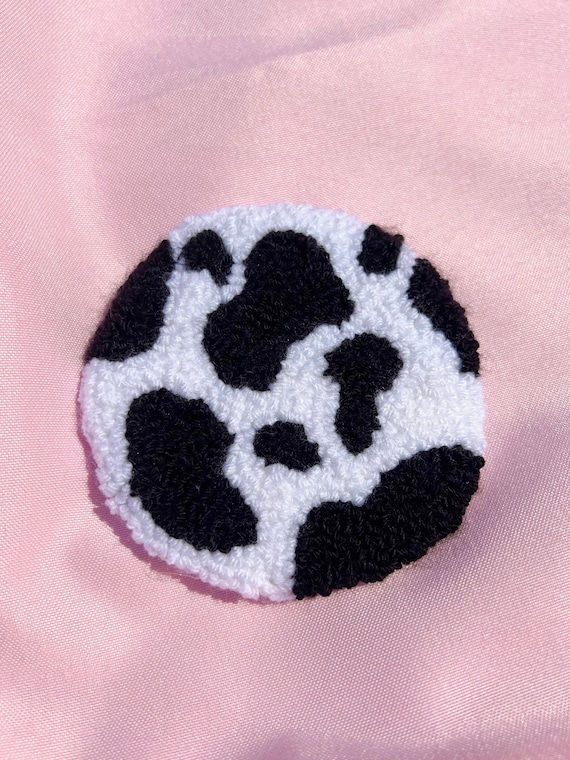 Cow Print Coaster Cow Print Tufted Coaster Tufted Coaster - Etsy