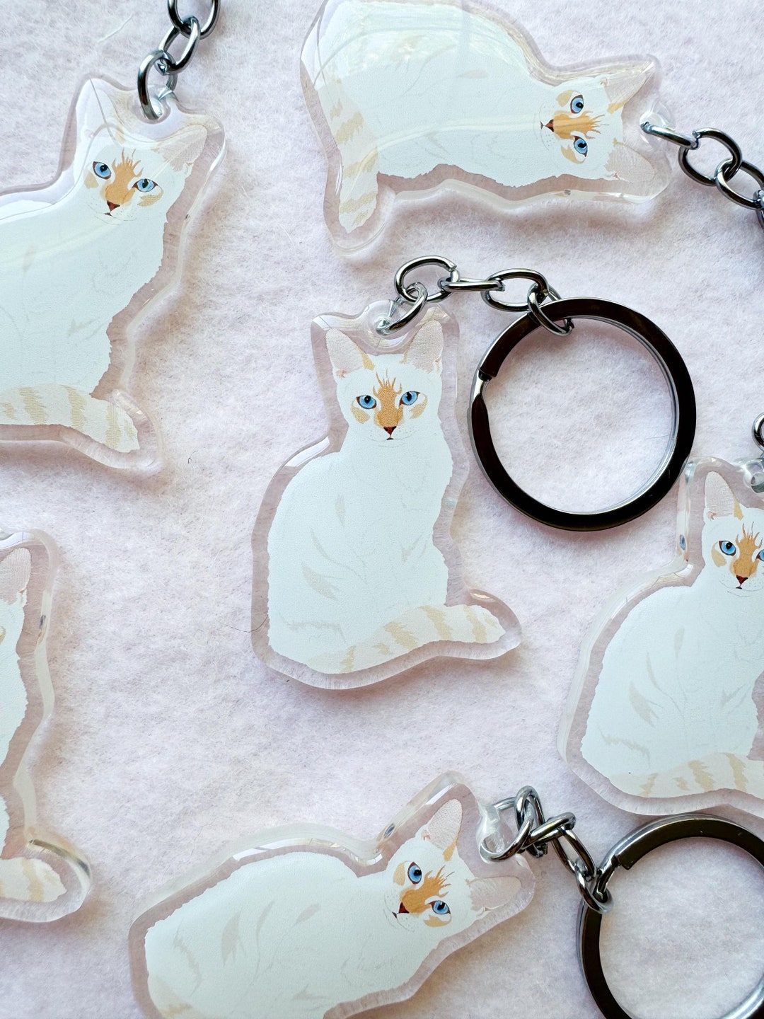 Flame Point Siamese Cat Keychain, Acrylic Keychain, Cat Keychain ...