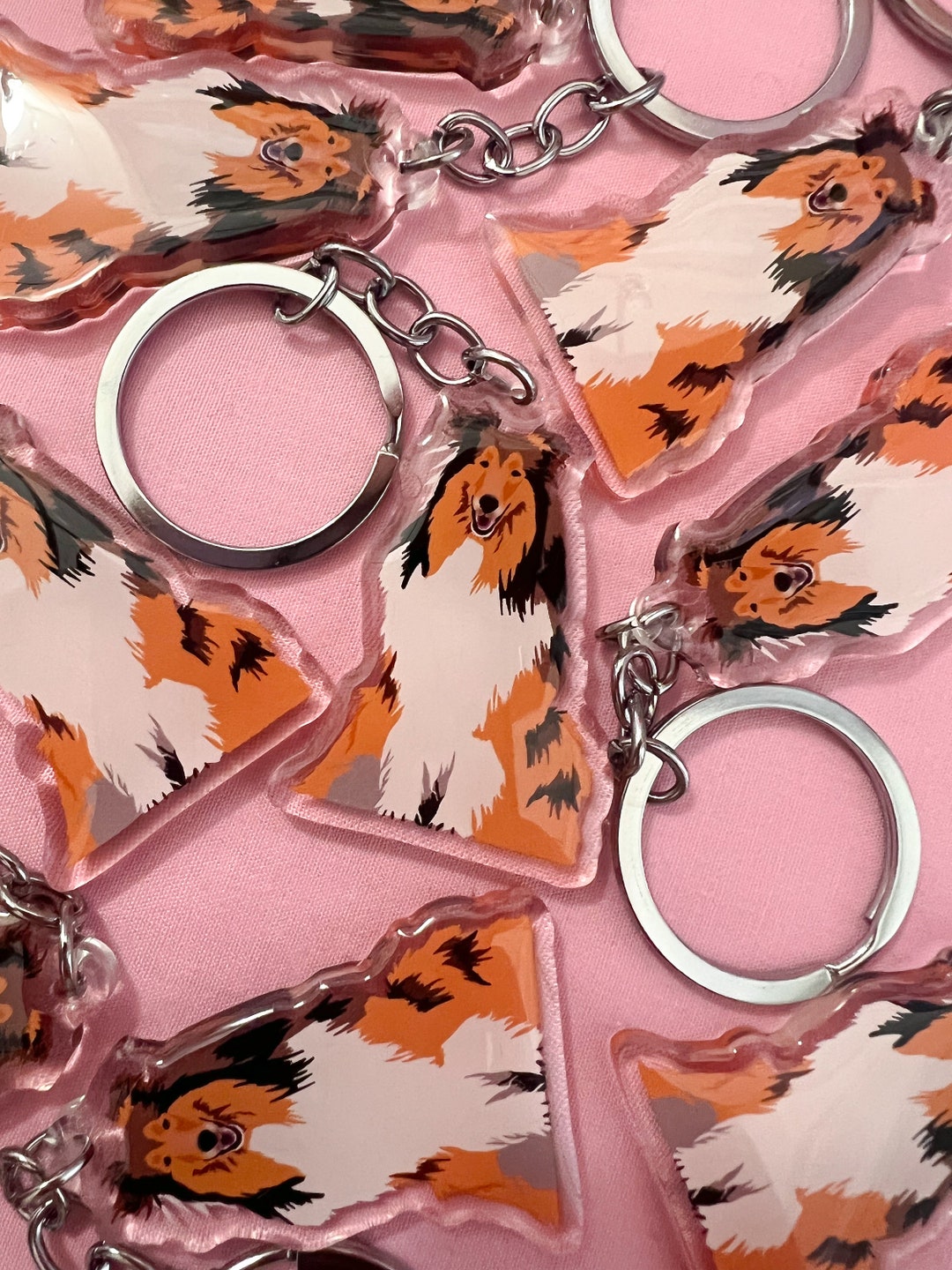 Rough Collie Keychain, Acrylic Keychain, Dog Keychain, Original Artwork ...