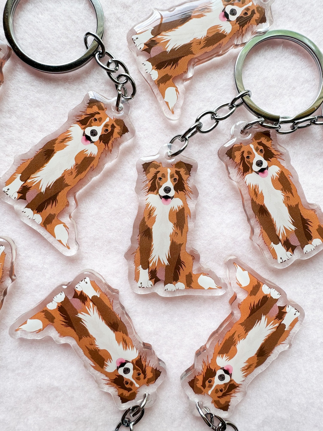 Brown Tri-color Border Collie Keychain, Acrylic Keychain, Dog Keychain ...