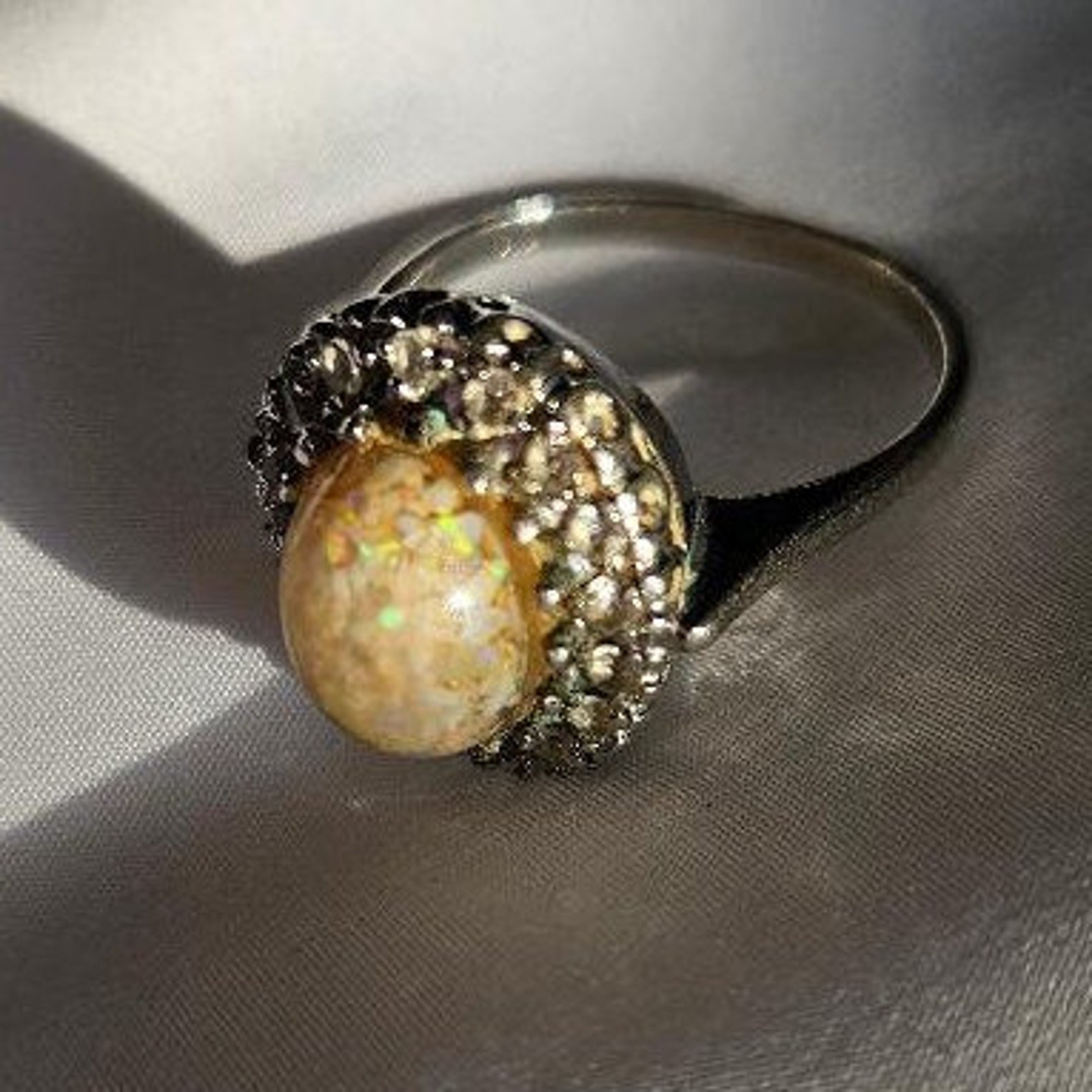 Vintage Panetta Costume "opal" and Rhinestone Ring - Etsy