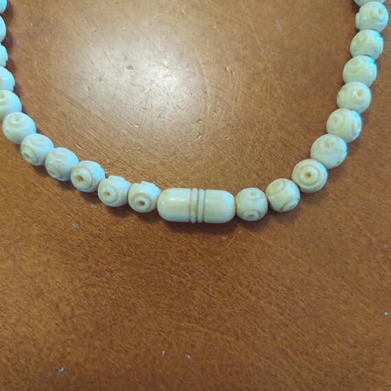Vintage Celluloid Carved Necklace - Gem