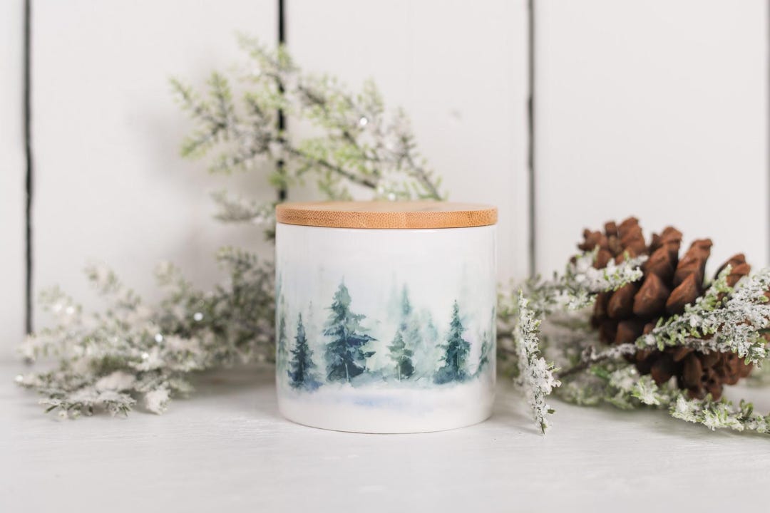 Small Forest Canisters for the Bathroom Soft Green Forest Watercolour ...