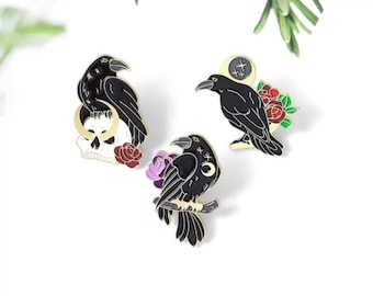 Raven Enamel Pin | Etsy