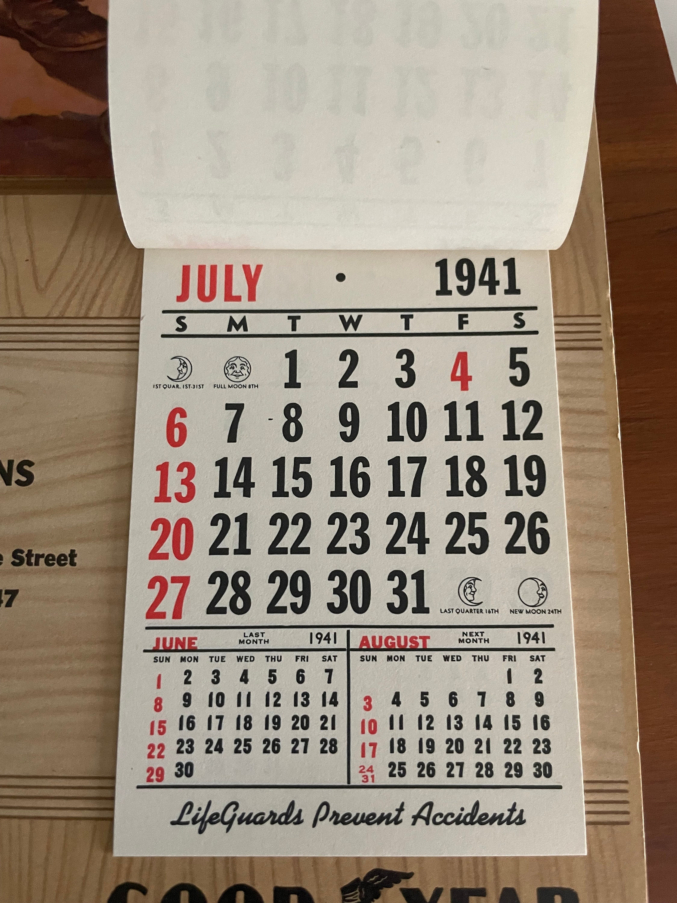 Vintage Goodyear Tires & Lifeguards Calendar Advertising - Etsy