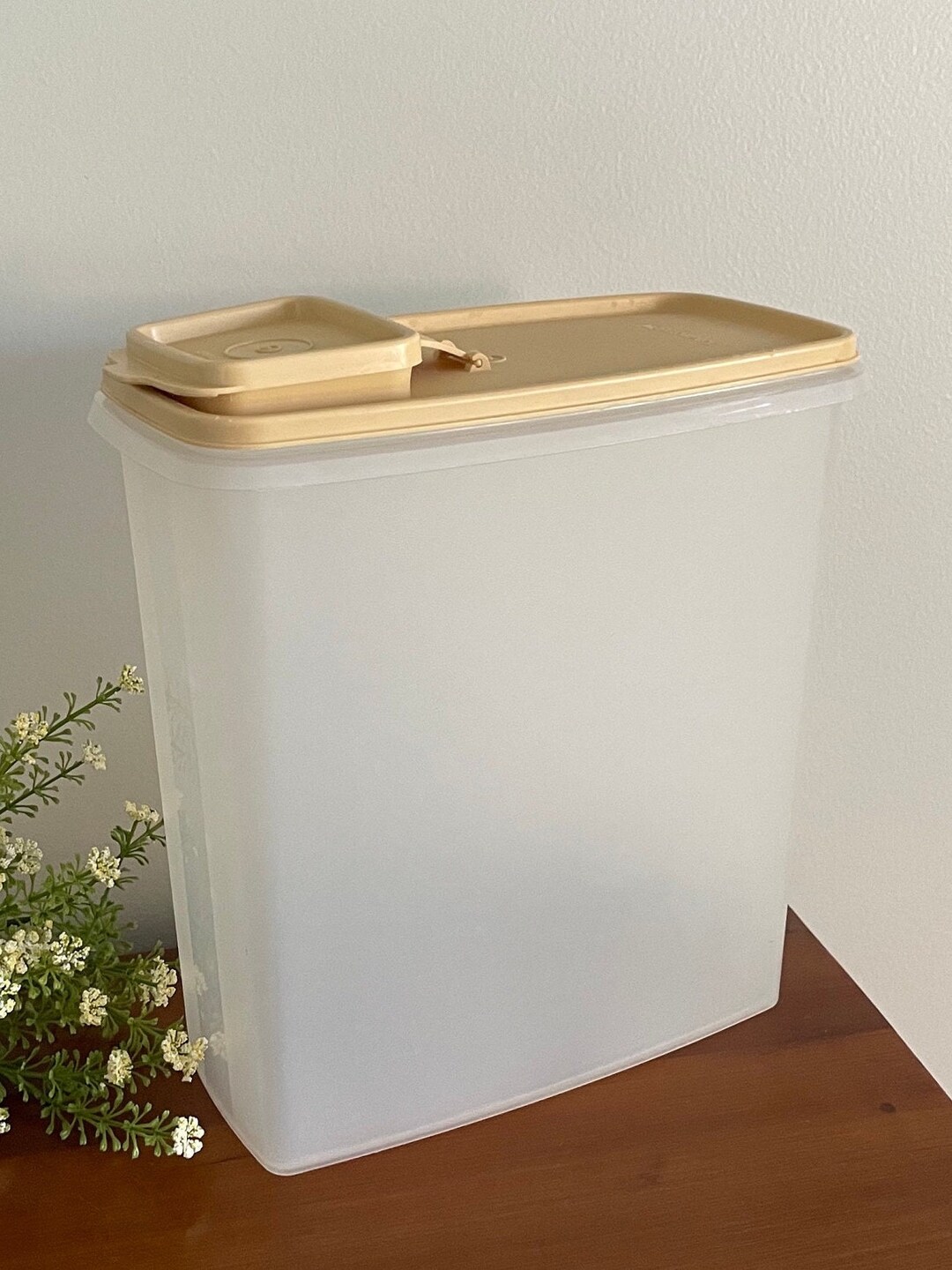 Vintage Tupperware Storage Container #1588-7, Tan Lid #1589-1, Flip ...