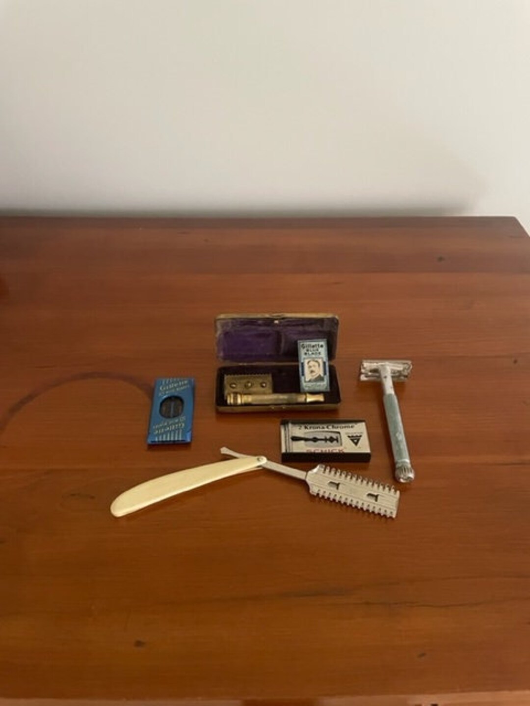 5 Vtg Shaving, 1900's, Gillette Pocket Ed, Gold Razor/case, Durham ...