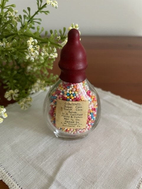 Vintage Glass Candy Container Bead/pellet Candy Intact Red - Etsy