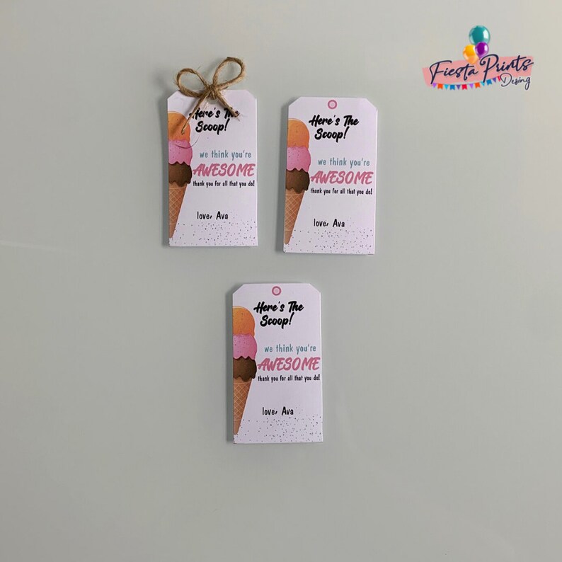 Here's the Scoop Ice Cream Appreciation Tagseditable Ice - Etsy