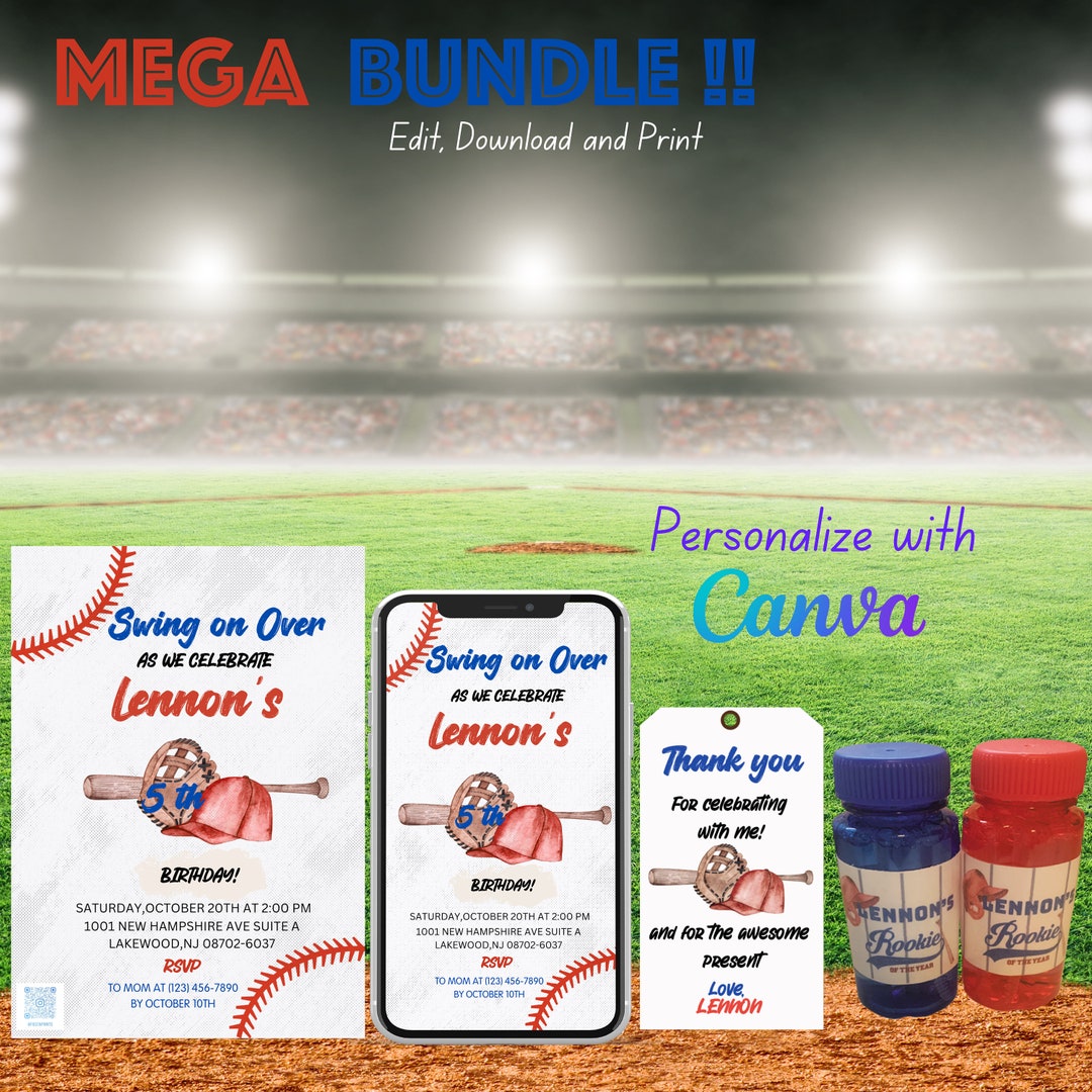 Baseball Birthday Party Invitation, Baseball Invitation Printable ...