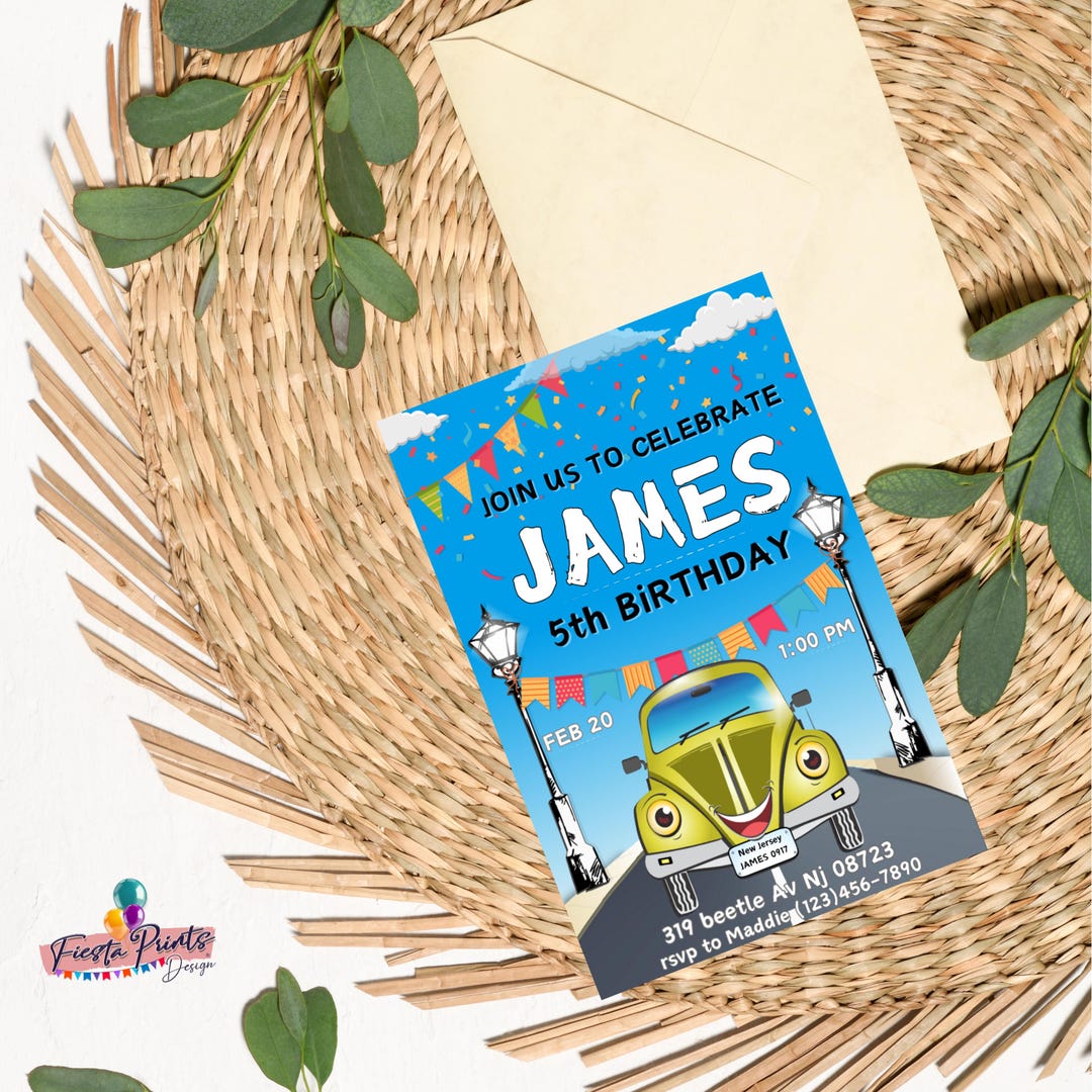 Editable VW Invitation,digital Birthday Invite, Car Birthday Invitation ...