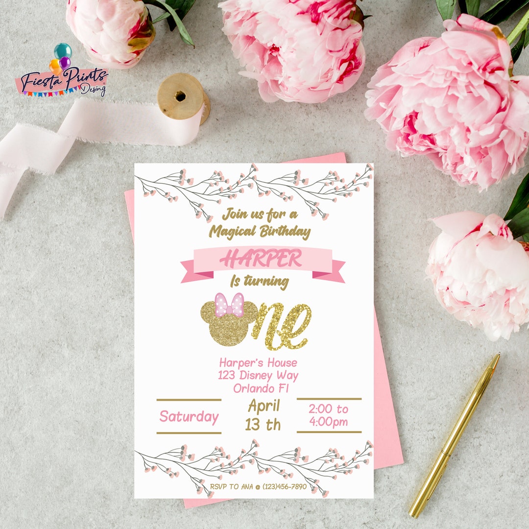 Minnie Mouse First Birthday Invitation, Minnie Mouse Party Bundle ...