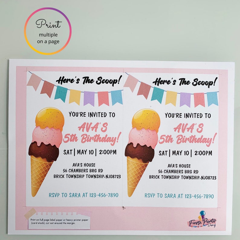 Here's the Scoop, Ice Cream Appreciation Tags,editable Ice Cream Invite ...