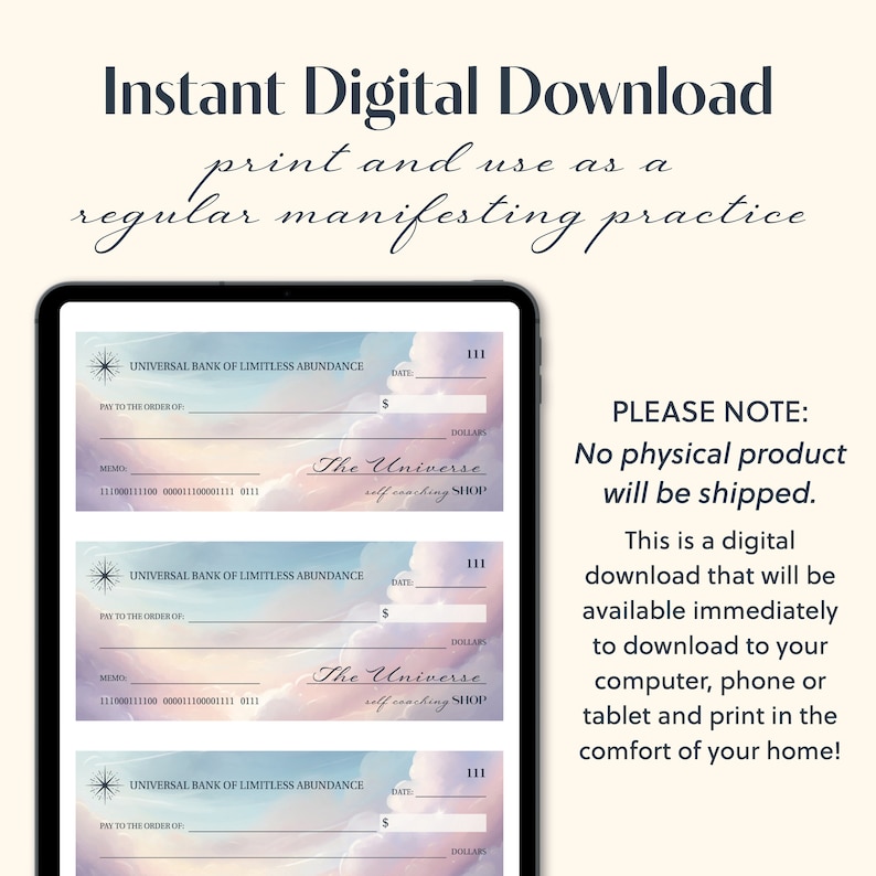 Manifestation Checks Manifesting Guide Abundance Checks Printable ...