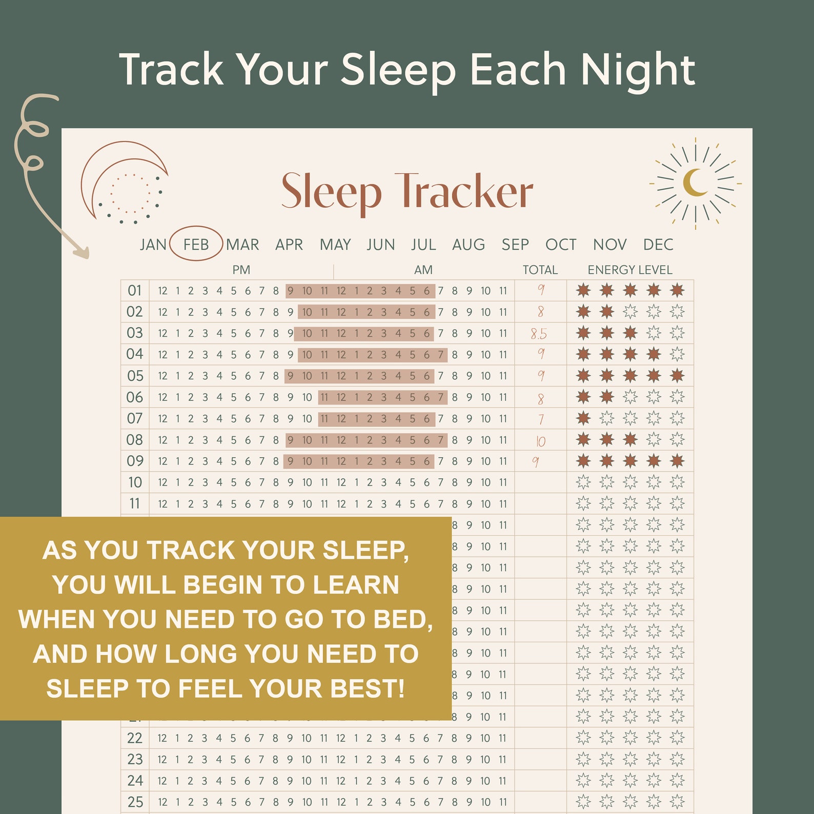 Sleep Tracker Sleep Journal Digital Sleep Tracker Printable Sleep ...